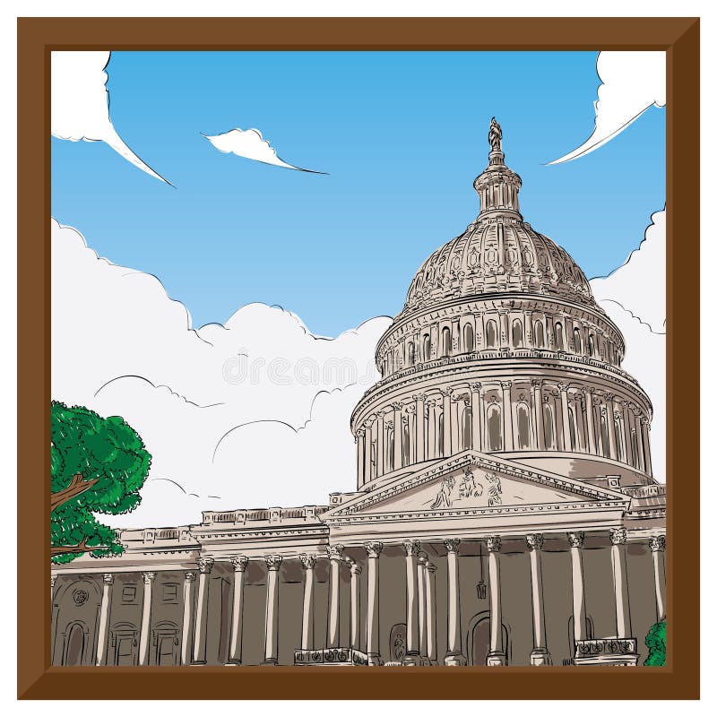 United States Capitol Building. Vector Illustration Decorative Design ...