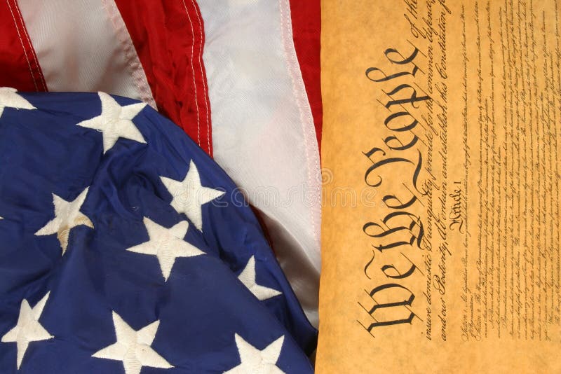 United States Constitution and Flag -- Portrait Orientation Stock Photo ...