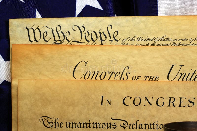US Constitution - we the People with American Flag Stock Image - Image ...