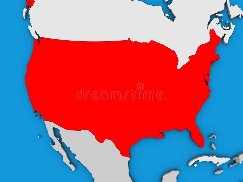 United States on 3D map stock illustration. Illustration of america ...