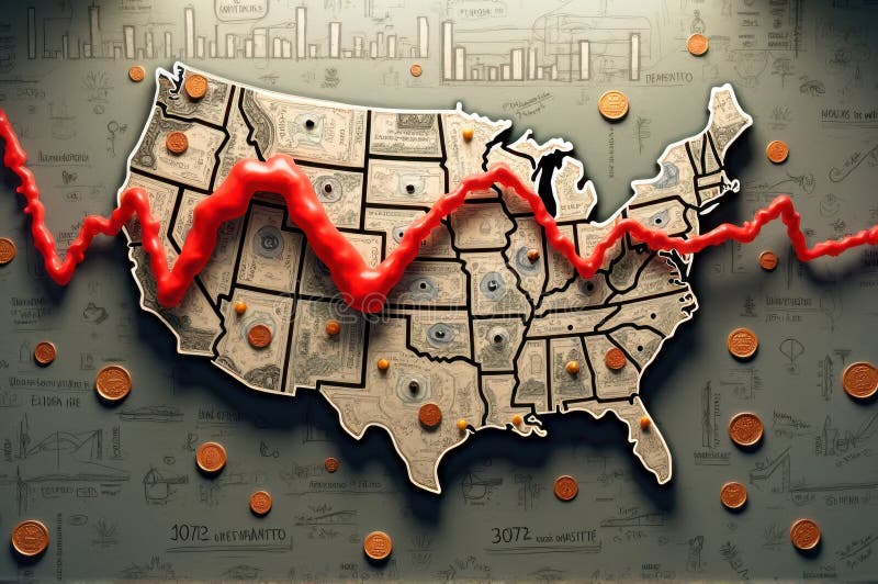 Graph with Red Line and Downward Trend, Stacked Books and a Pen on the ...