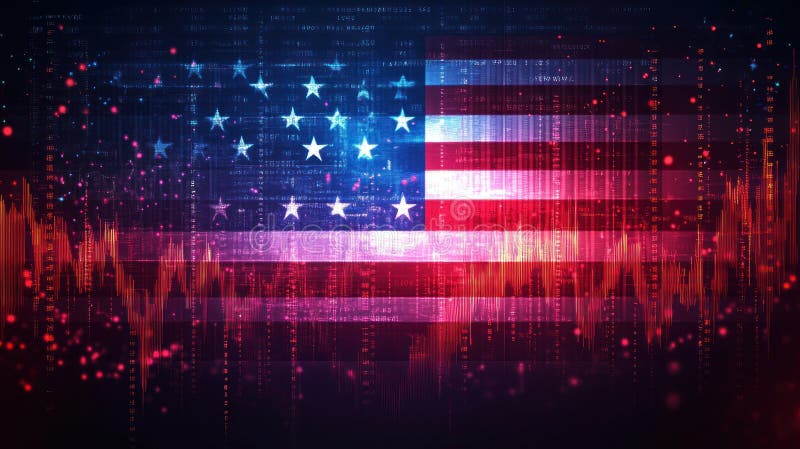 The United States Flag with Financial Market Graph. Stock Image - Image ...