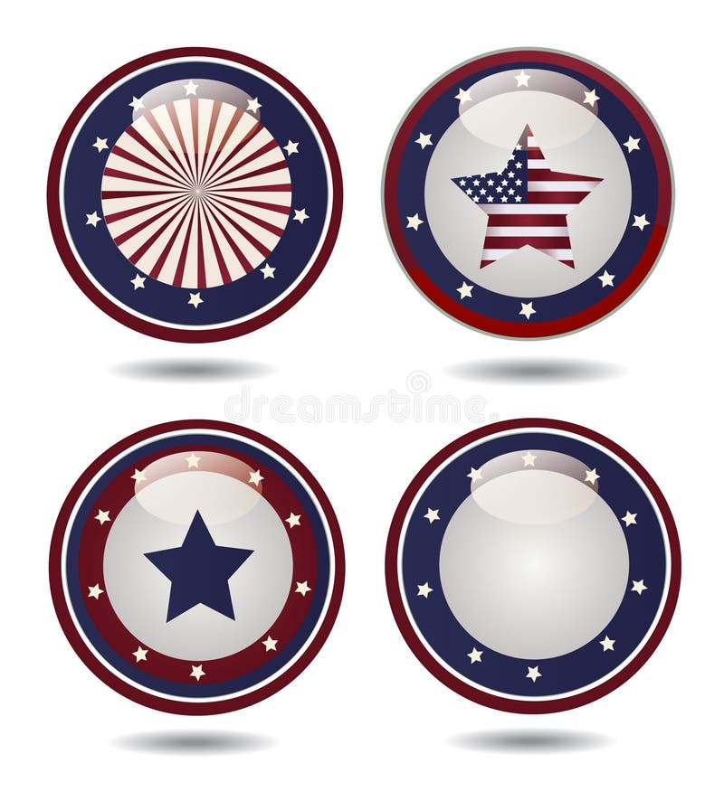 United States Flag Glossy Buttons Stock Illustration - Illustration of ...