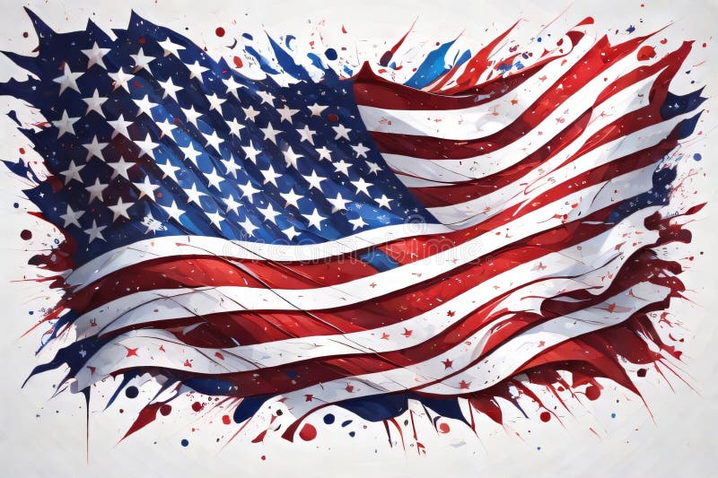 United States Flag in Impressionist Style Stock Illustration ...
