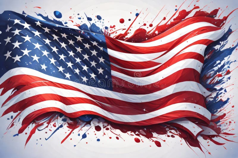 United States Flag in Impressionist Style Stock Illustration ...