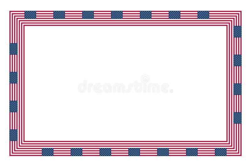 Flag of the United States, Rectangle Frame with Stars and Stripes ...