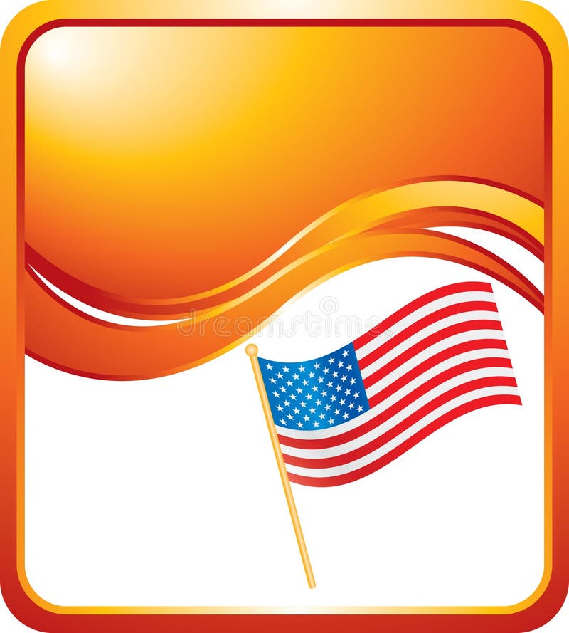 United States Flag on Orange Wave Background Stock Vector ...