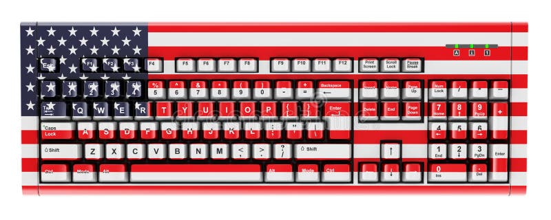 The United States Flag Painted on Computer Keyboard. 3D Rendering Stock ...