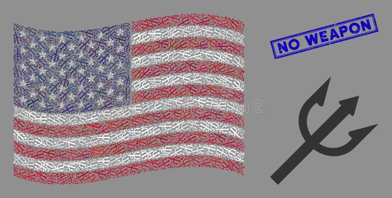 United States Flag Stylized Composition of Trident Fork and Textured No ...