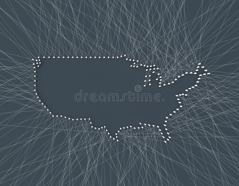 United States Map Composed of Network Connections, Transmission and ...