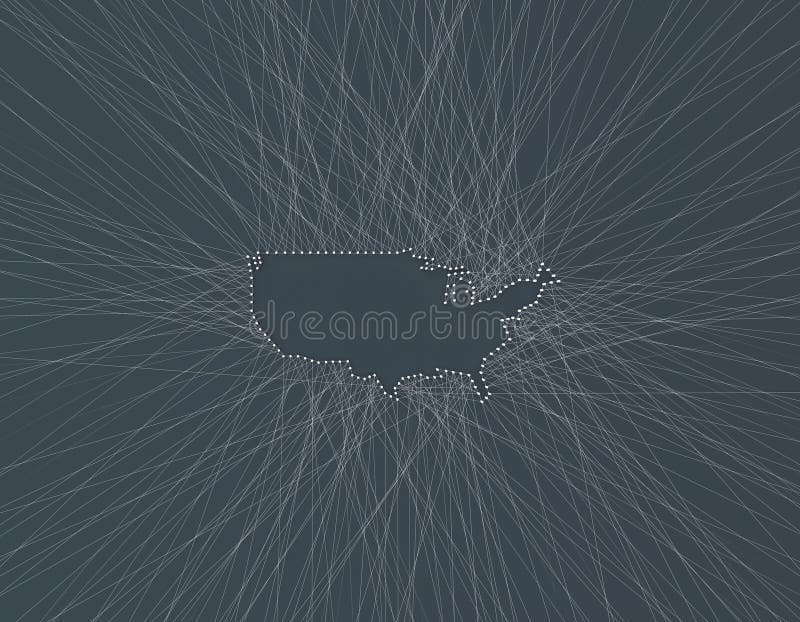 United States Map Composed of Network Connections, Transmission and ...