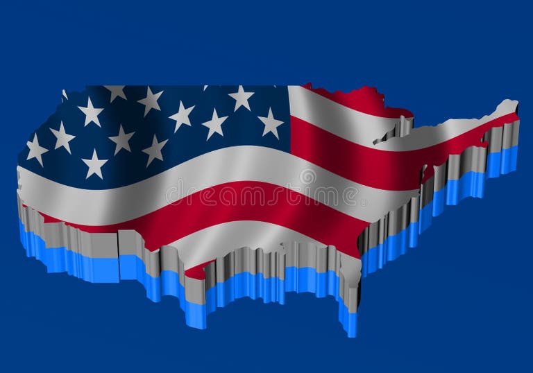 United States Map with Flag Over the Map Stock Illustration ...