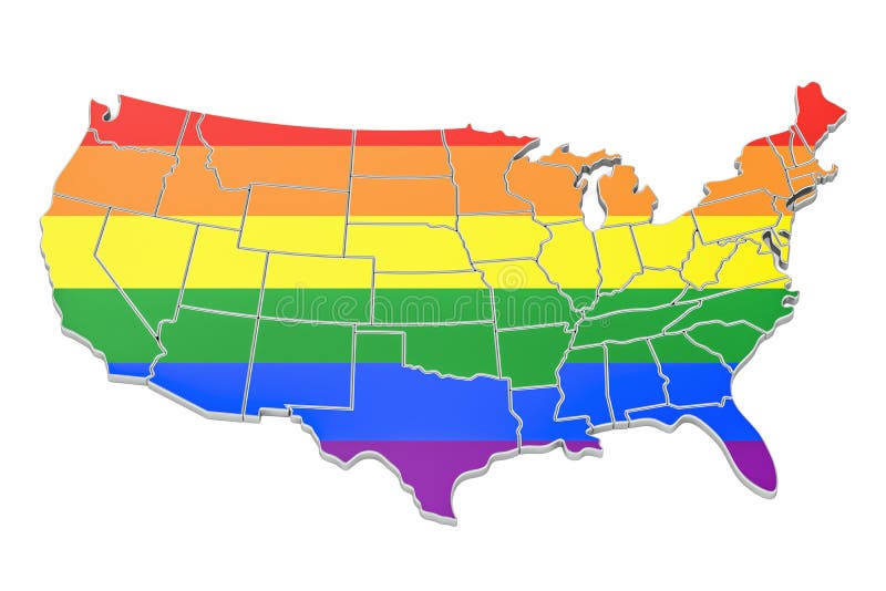 United States Map with LGBT Flag Stock Illustration - Illustration of ...