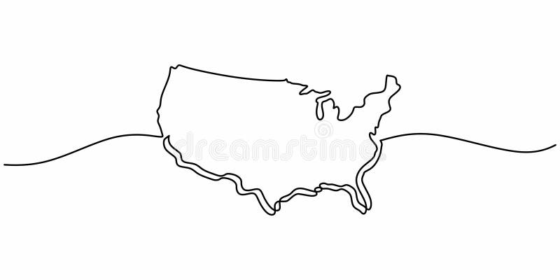 United States Map One Line Drawing, Minimalist Vector Illustration ...