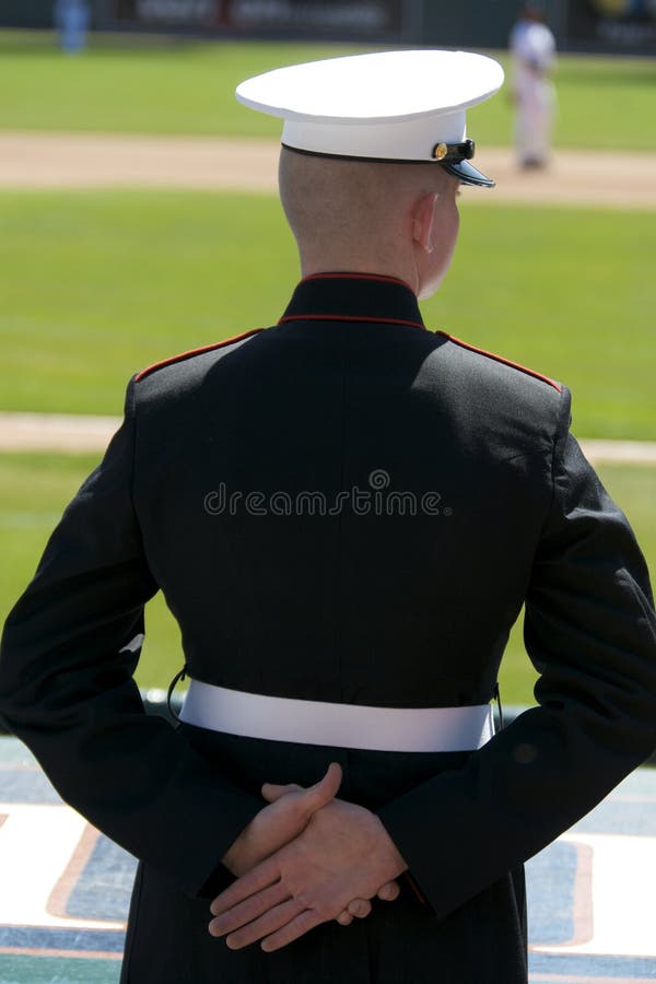 United States Marine at Baseball Game Stock Photo - Image of armed ...