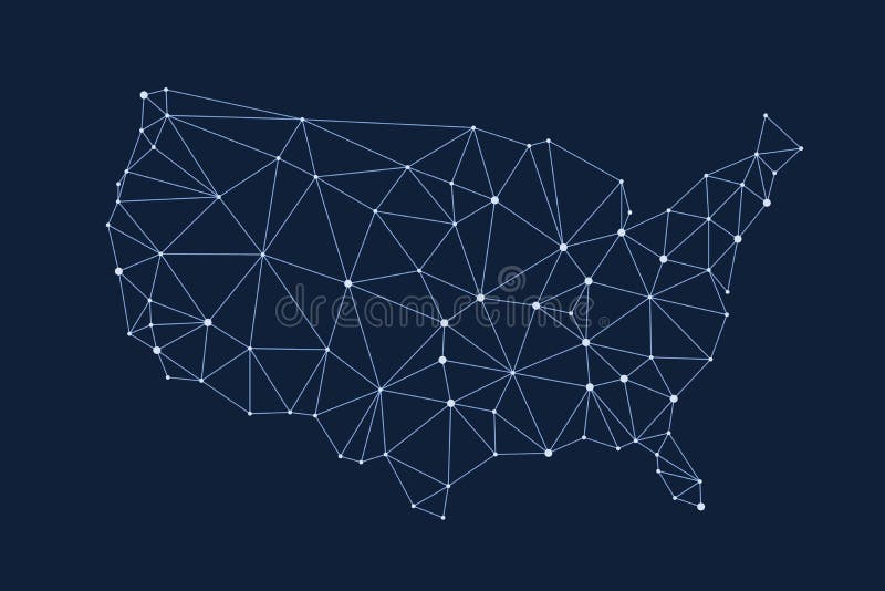 United States Polygonal Vector Map Stock Vector - Illustration of dots ...