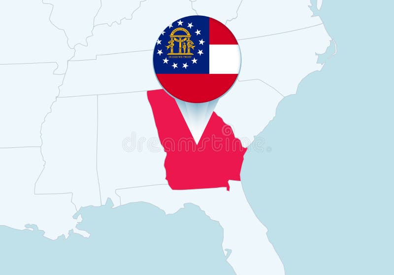 United States with Selected Georgia Map and Georgia Flag Icon Stock ...