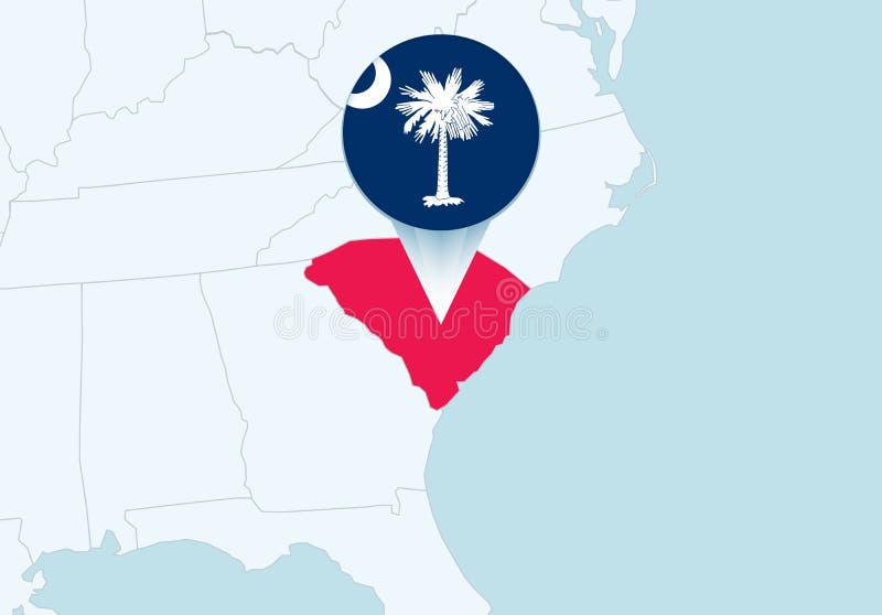 United States with Selected South Carolina Map and South Carolina Flag ...