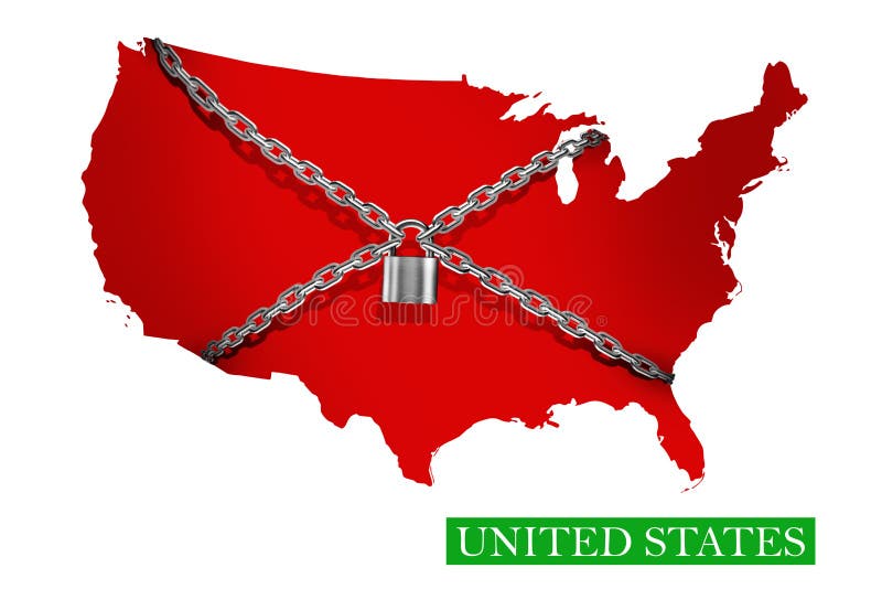 United States Shutdown Chain and Padlock Lock Down, with United States ...