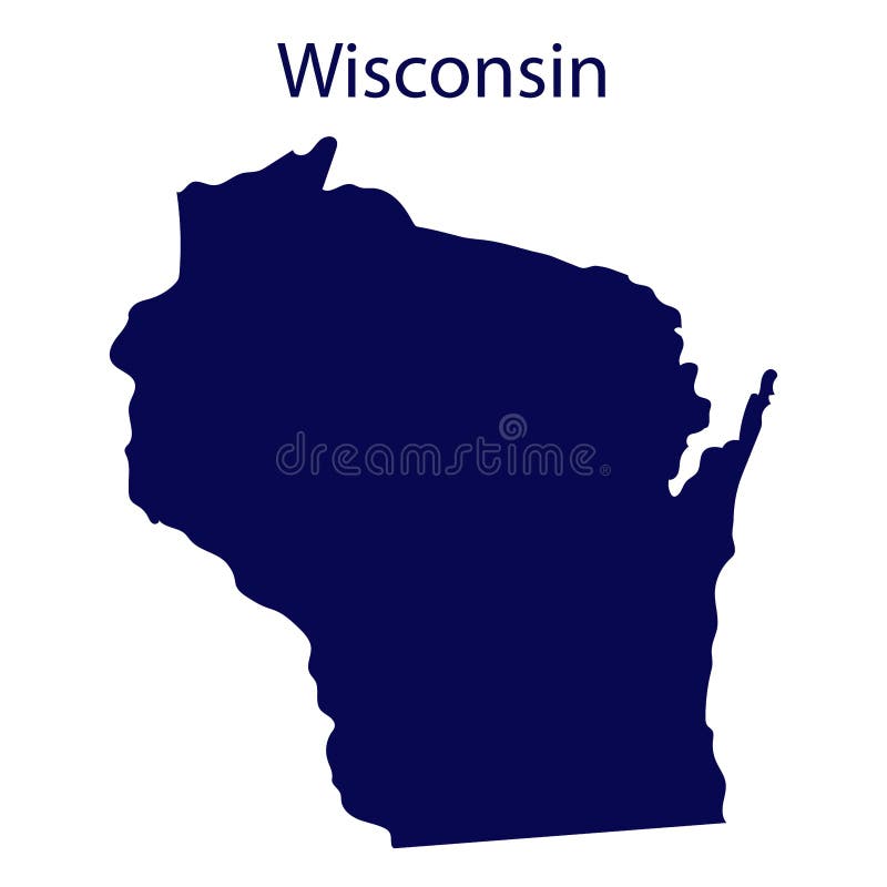 United States Wisconsin. Dark Blue Silhouette Stock Illustration ...