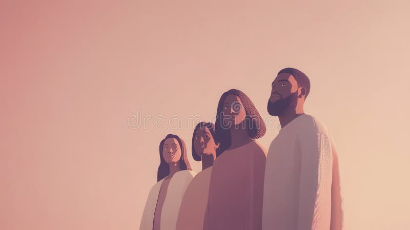 United Vision a Diverse Group Gaze Upward with Hope and Determination ...