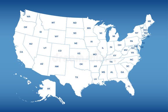 The United States of America, Blue Political Map Stock Vector ...