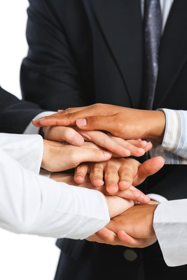 Leader and His Employees Hands in Unity Stock Image - Image of multi ...
