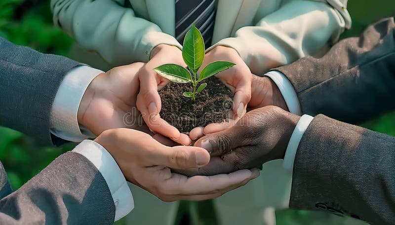 Unity of Business People and Community Together Protecting Small Sprout ...