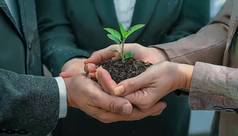 Unity of Business People and Community Together Protecting Small Sprout ...