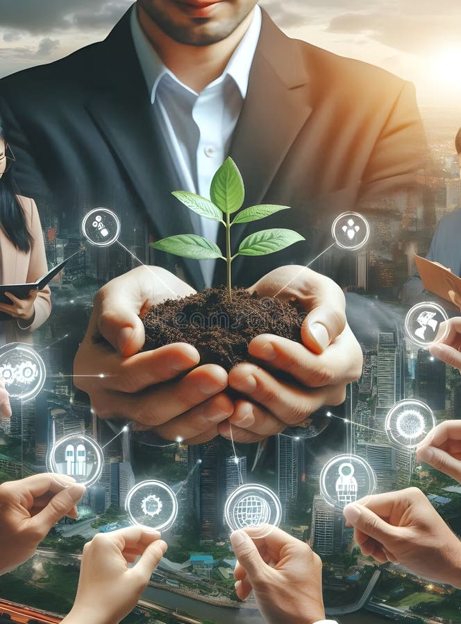 Unity of Business People and Community Together Protecting Small Sprout ...