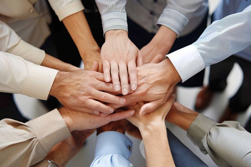 Unity in Business: Top View of Teams Hands Together Signifying ...