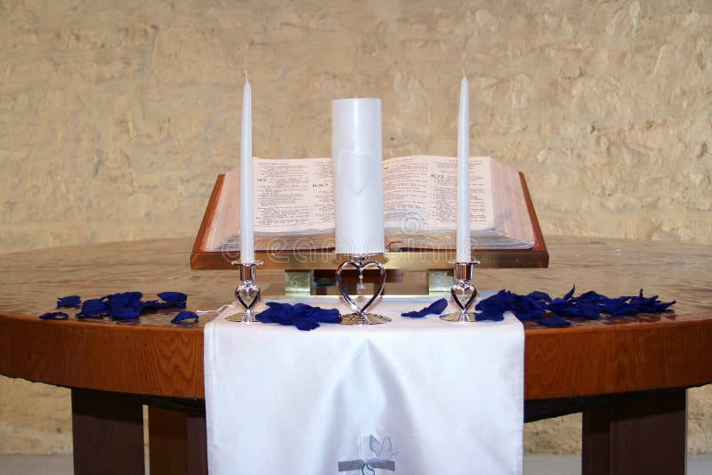 Unity Candle stock image. Image of wood, candles, flowers - 13543477