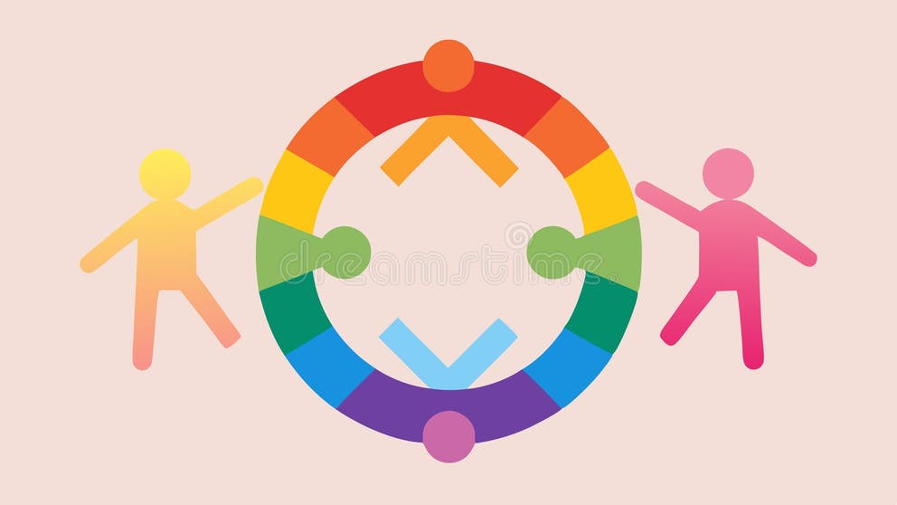 Unity Circle a Circle of Figures Holding Hands Each Decorated with Distinct LGBTQ Flags Ing ...