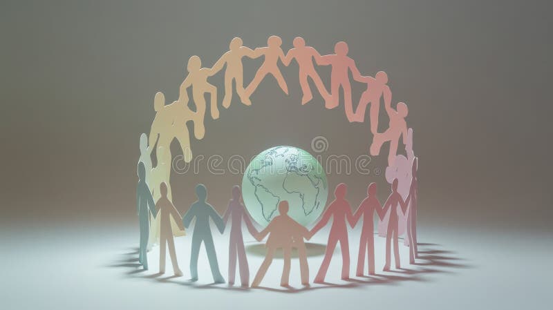 Unity and Collaboration Around the World Concept with Paper Cutouts and ...