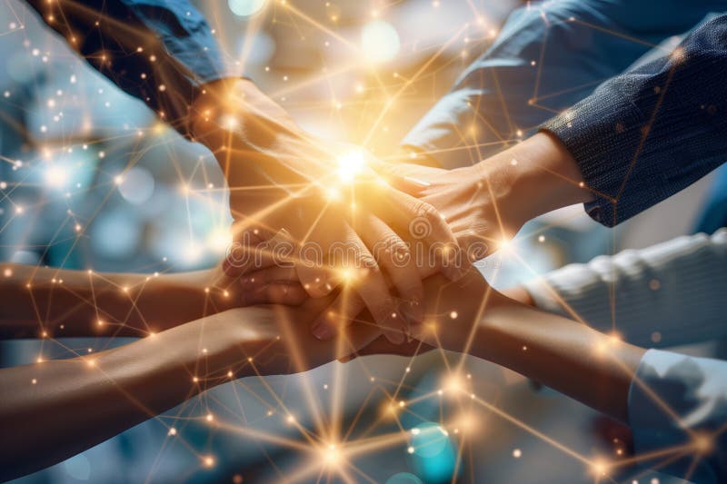 Unity in Collaboration: Diverse Team Members Joining Hands Under ...