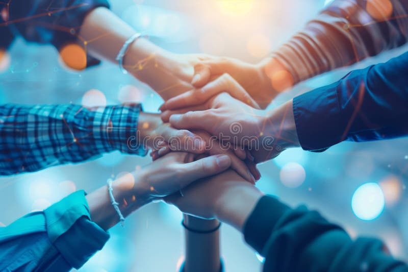 Unity in Collaboration: Diverse Team Members Joining Hands Under ...