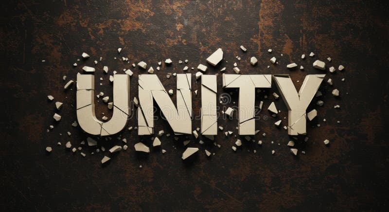 Unity Concept: Cracked Concrete Letters on Grunge Background Stock ...