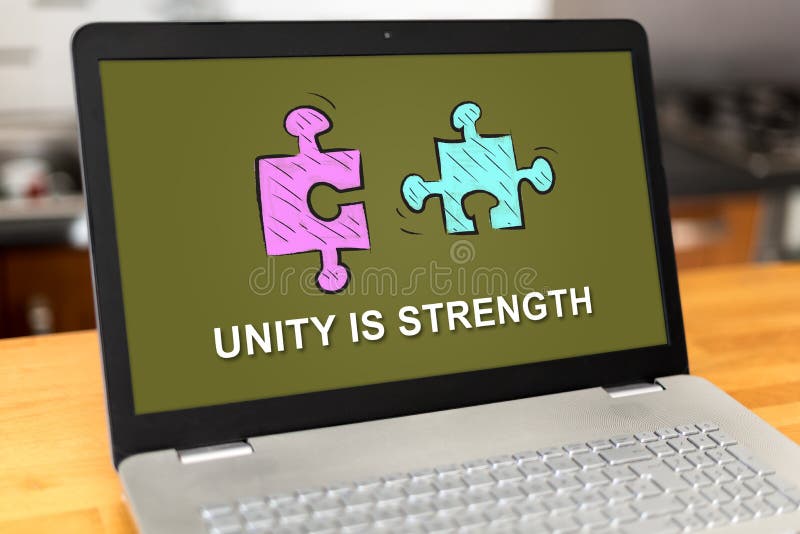 Unity concept on a laptop stock image. Image of success - 115039663