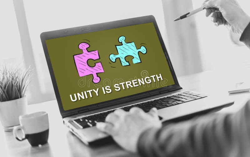 Unity Concept on a Laptop Screen Stock Image - Image of people ...