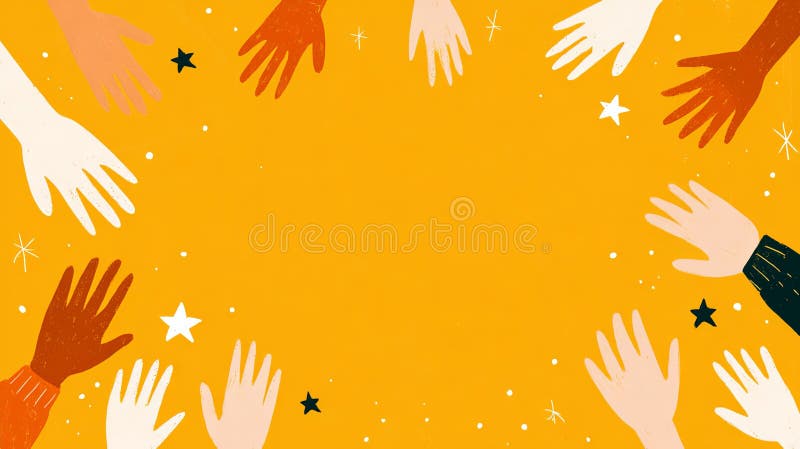 Unity and Connection Concept with Reaching Hands Stock Illustration ...