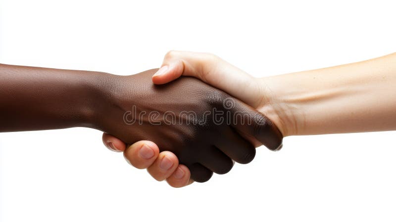 Unity in Contrast: Black and White Hands Shaking Stock Illustration ...