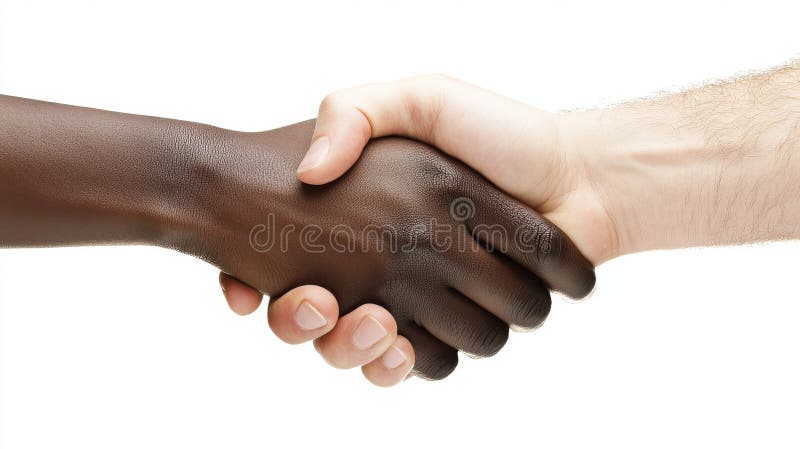 Unity in Contrast: Black and White Hands Shaking Stock Illustration ...