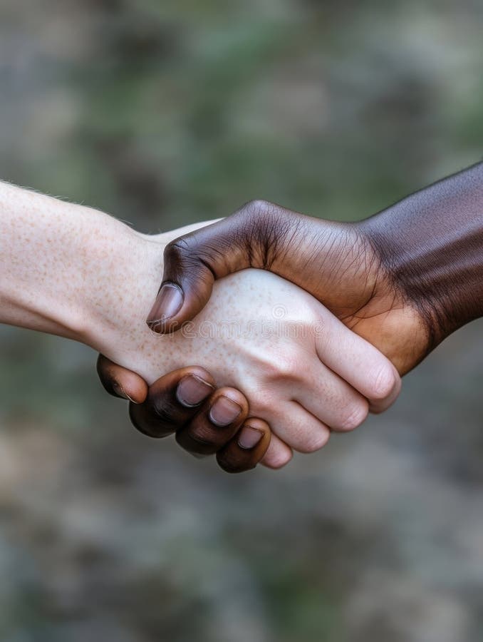 Unity and Cooperation. Handshake between Diverse Individuals Stock ...