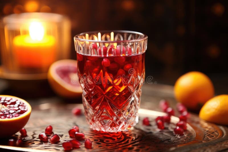 Unity Cup Filled with Fruit Juice Placed Near a Lit Kinara Stock ...