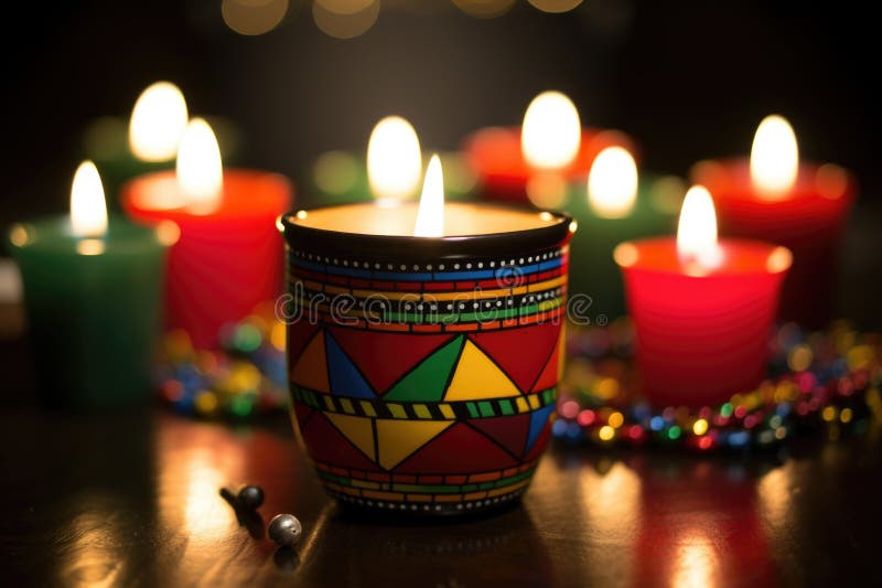 Unity Cup Surrounded by Seven Kwanzaa Candles Stock Illustration ...