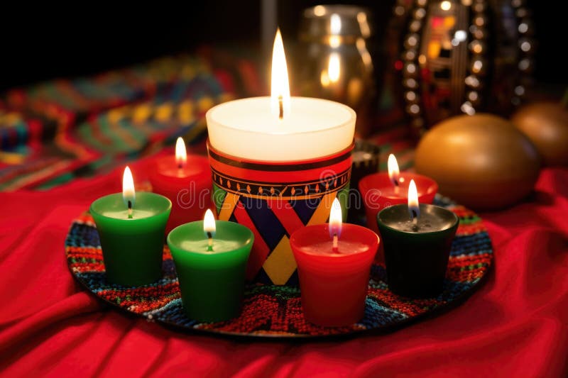 Unity Cup Surrounded by Seven Kwanzaa Candles Stock Image - Image of ...
