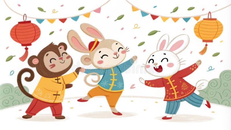 Unity in Dance a Lively Scene Shows a Group of Cheerful Zodiac Animals ...