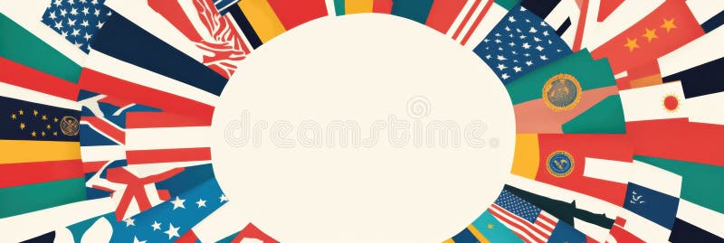 Unity and Diplomacy Represented by Round Layout of National Emblems and ...