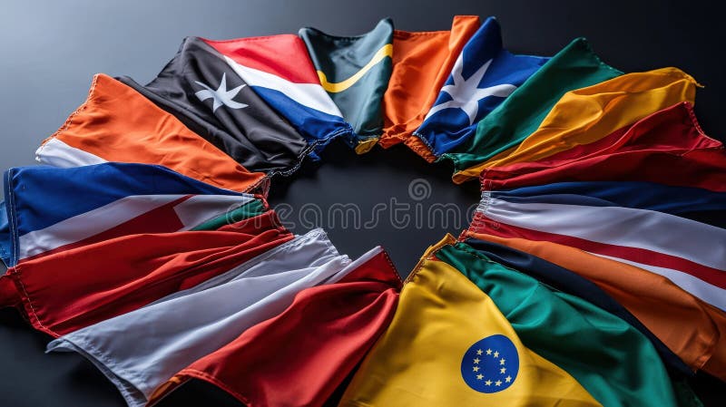 Unity in Diversity Aerial View of Small Country Flags Forming a Circle ...