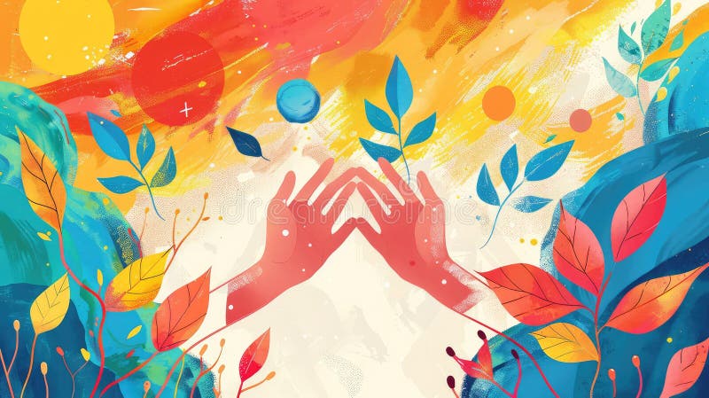 Unity in Diversity: Colorful Illustration of Hands Coming Together ...